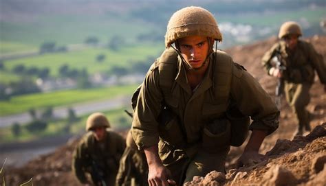 Premium Ai Image Idf Soldiers With A Purple Beret Running Up A Hill