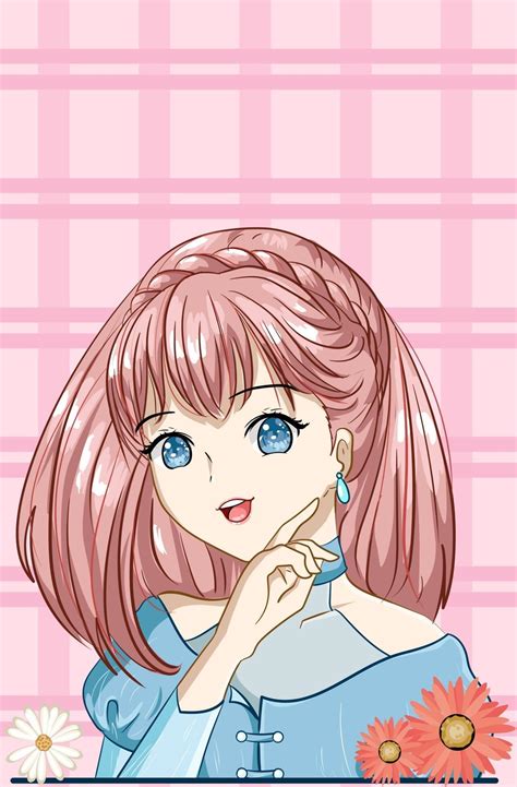 Cute And Beautiful Princess With Pink Short Hair 2151862 Vector Art At