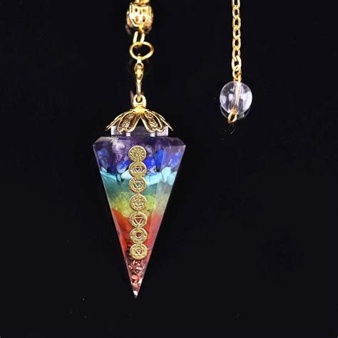 Reiki Pendulum Natural Stone Amulet Healing 7 Chakra Crystal Pendant