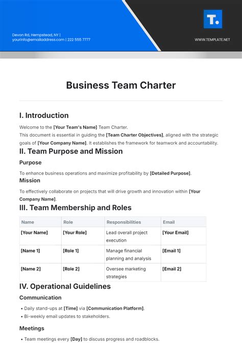 Free Team Charter Templates To Edit Online And Print