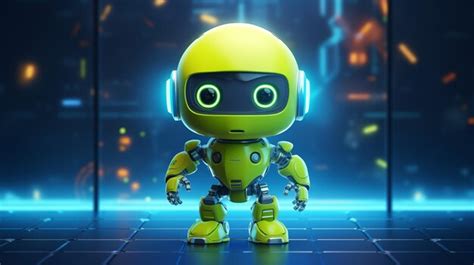 Angry Cartoon Robot On Neon Background Premium Ai Generated Image