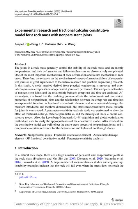 Experimental Research And Fractional Calculus Constitutive Model For A Rock Mass With