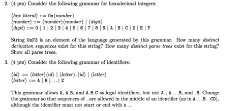 Solved Consider The Following Grammar For Hexadecimal