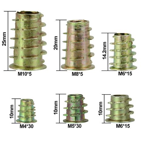6 Misure FAVENGO 100 Pezzi Inserti Filettati M4 M5 M6 M8 M10 In Lega Di