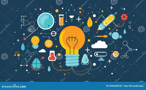 Flat Design Concept Illustration With Experimental Thinking Of Idea Lab Stock Illustration