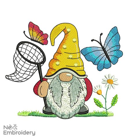 Gnome Butterfly Embroidery Design Nextembroidery