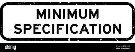 Grunge Black Minimum Specification Word Square Rubber Seal Stamp On White Background Stock