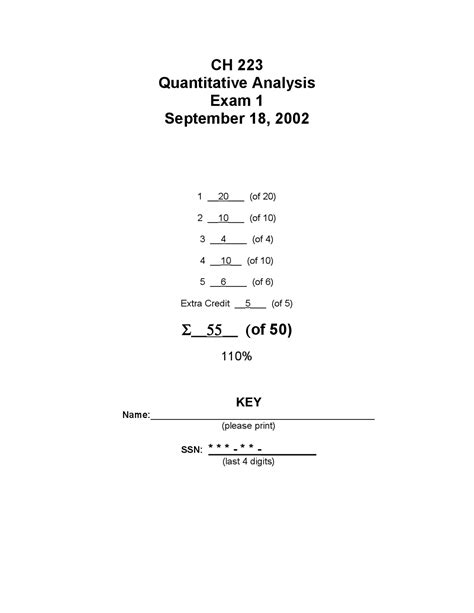 Questions Of Quantitative Analysis Exam 1 Ch 223 Exams