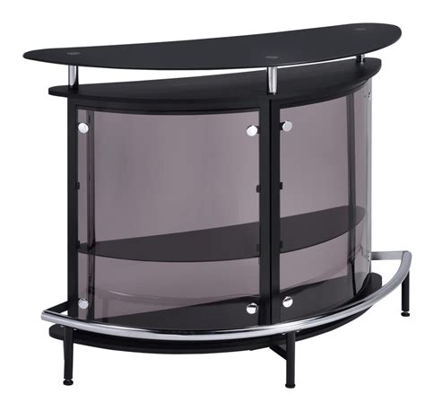 Coaster Contemporary Glass And Metal Wine Cabinet With Black Finish
