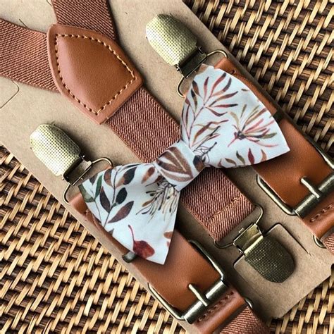 Terracotta Bow Tie And Brown Suspenders Burnt Orange Ring Bearer T