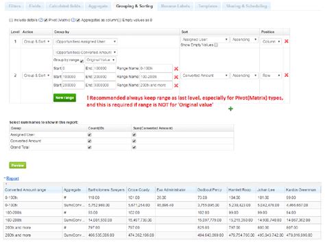 grouping and sorting tab analytic reporting tool btactic open