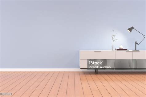 파란색 벽에 캐비닛과 회색 램프와 내부 공간의 모형 최소한의 공간 디자인의 관점 3d 렌더링 0명에 대한 스톡 사진 및 기타