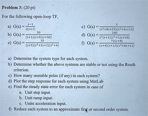 Solved Problem 3 20ptfor The Following Open Loop