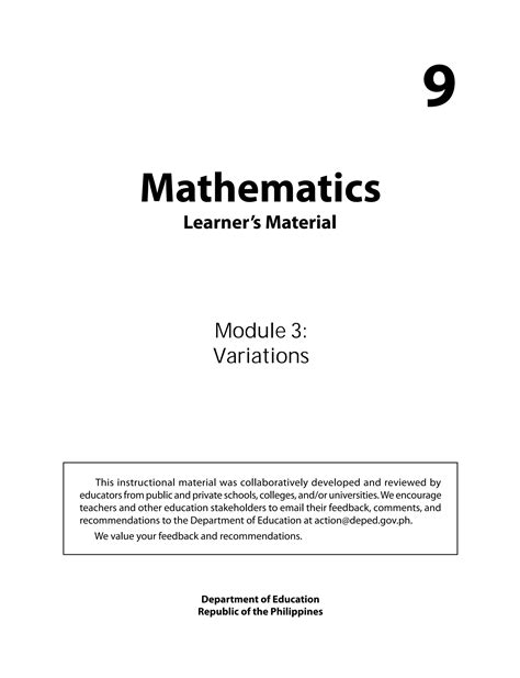 mathematics 9 variations pdf
