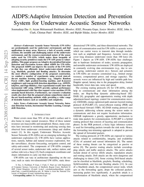 Aidpsadaptive Intrusion Detection And Prevention System For Underwater