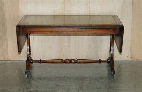 Very Large Vintage Bevan Funnell Extending Green Leather Coffee