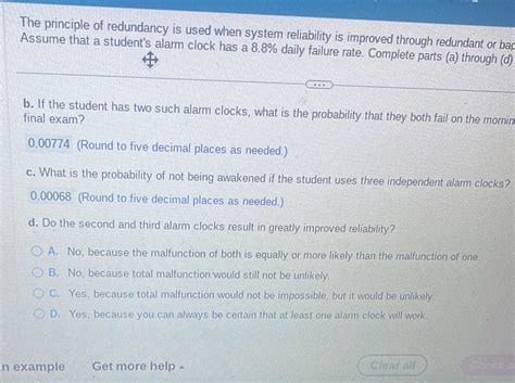 Solved The Principle Of Redundancy Is Used When System Reliability Is