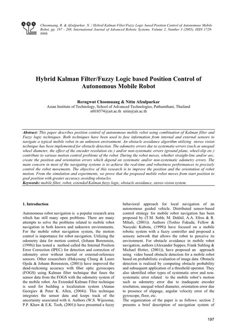 Pdf Hybrid Kalman Filterfuzzy Logic Based Position Control Of