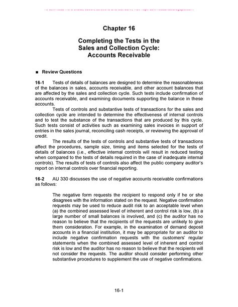 Solution Manual Auditing And Assurance Services 13e By Arens Chapter 16