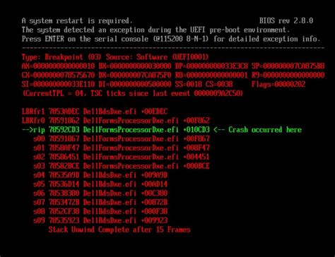 Exception During The Uefi Preboot Environment Dellformsprocessordxe