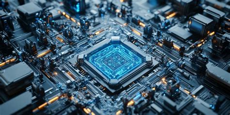 A Futuristic 3d Background Of An Enormous Ai Core Chamber The Massive