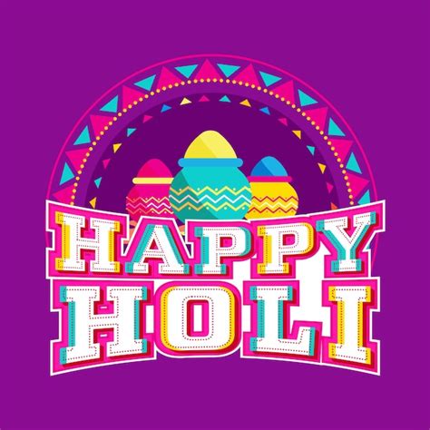 Premium Vector Sticker Style Happy Holi Font With Mud Pots Full Of