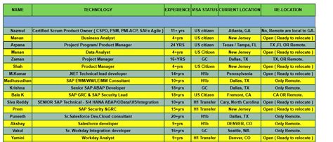 Business Analyst Hotlist Data Analyst Sap Grc And Sap Security Lead Corp To Corp