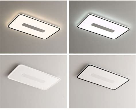 Modern Large Size Dimmable Rectangle Flush Mount Ceiling Light Full