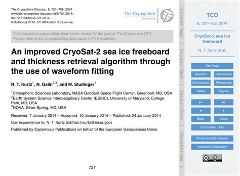pdf an improved cryosat 2 sea ice freeboard retrieval algorithm