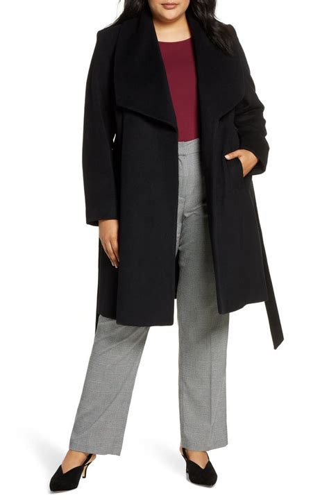 Cole Haan Signature Slick Wool Blend Wrap Coat Plus Size Nordstrom