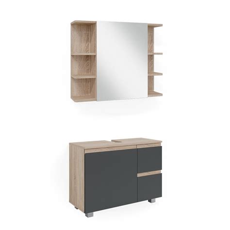 Vicco Badmöbel Set J Shape Anthrazitsonoma 2 Teile 2 St 2 Er Set