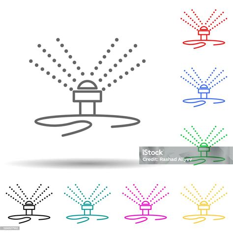 잔디 급수 시스템 멀티 컬러 스타일 아이콘 Ui 및 Ux 웹 사이트 또는 모바일 응용 프로그램에 대한 스프링클러 아이콘의 간단한