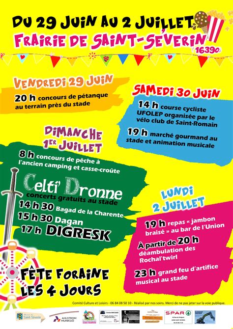 Grande fête locale à St Séverin du 29 juin au 2 juillet 2018 Saint