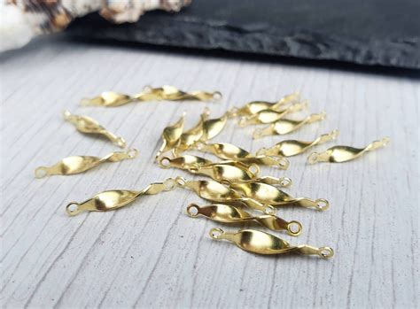 16 X 3mm Raw Brass Twisted Connector 20 Pcs Troubles Supplies