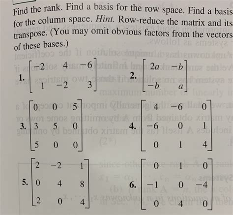 Solved The Rank Find A Basis For The Row Space Find A