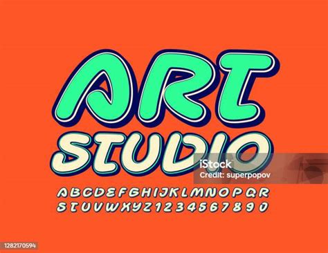 벡터 크리에이티브 엠블럼 아트 스튜디오 필기 트렌디 한 알파벳 문자와 숫자 개념에 대한 스톡 벡터 아트 및 기타 이미지 개념