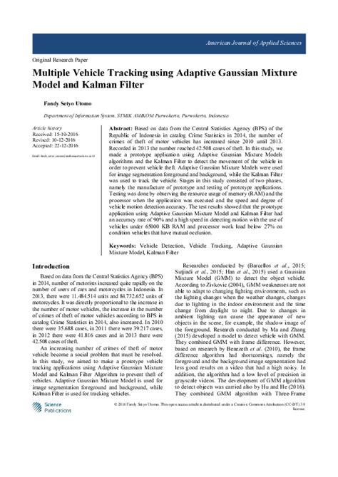 pdf multiple vehicle tracking using adaptive gaussian mixture model