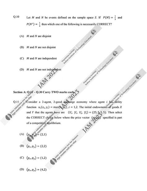 iit jam 2023 economics en question papers