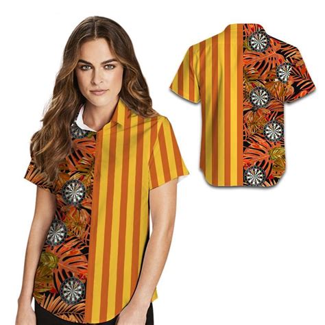 Darts Tropical Leaves Women Hawaiian Shirt For Game Lovers In Daily Li