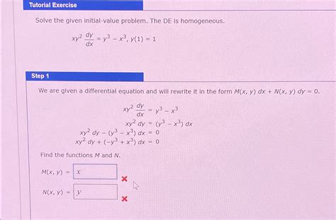 Solved Tutorial ExerciseSolve The Given Initial Value Chegg Com