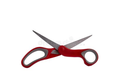 Office Stationery Scissors Cutting On White Background Stock Image