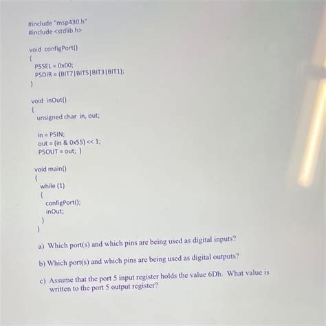 solved include msp430 h hinclude void configport {