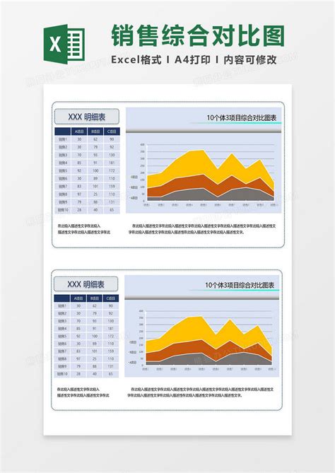 销售项目综合对比图表excel模板下载熊猫办公