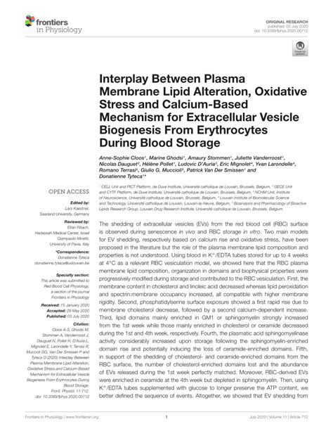 Pdf Interplay Between Plasma Membrane Lipid Alteration Oxidative