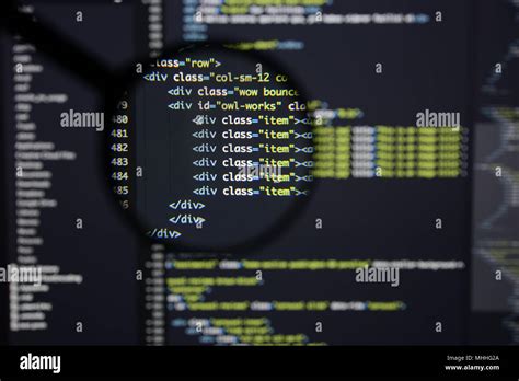 Real Html Code Developing Screen Programing Workflow Abstract