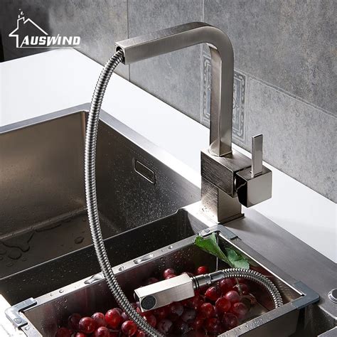 Kitchen Faucets New Design Pull Out Square Brushed Sink Mixer Tap