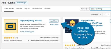 how to make anything popup on click in wordpress greengeeks
