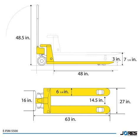 Pallet Jack Measurements Vestil Pm5 2748 Pa Y Steel Ergonomic Power