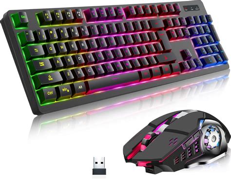 Amazon Com Wireless RGB Gaming Keyboard And Mouse Rechargeable RGB Backlit Long Battery Life