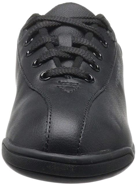 Easy Spirit Womens Ap1 Leather Low Top Lace Up Fashion Sneakers Black
